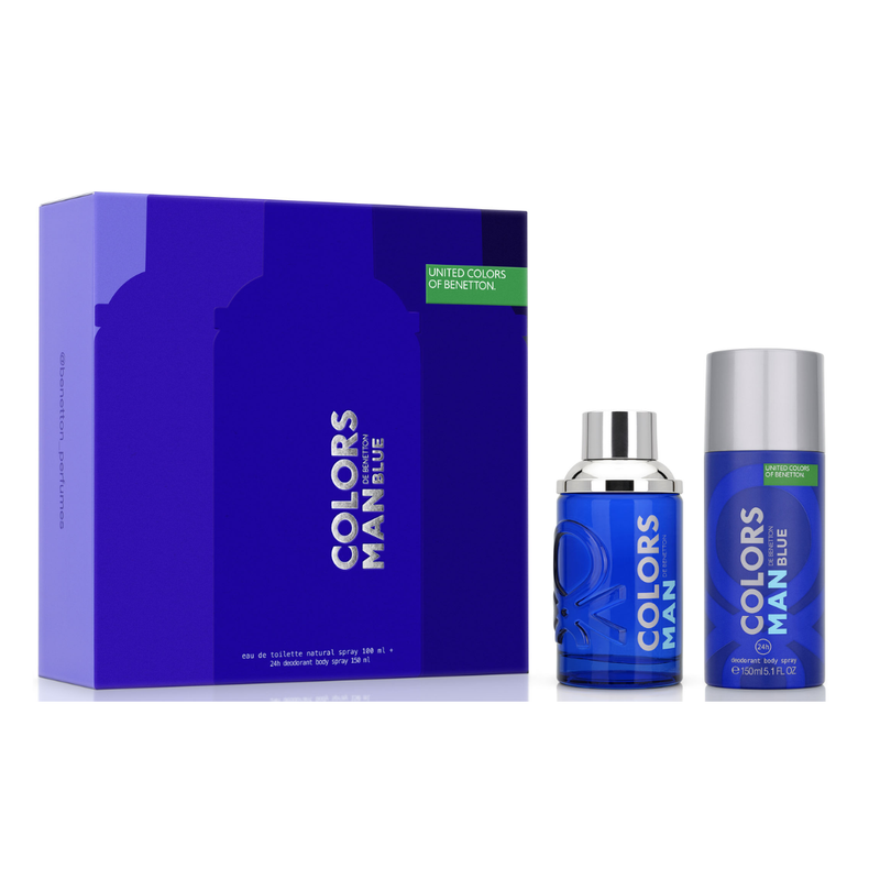 Benetton Colors Man Blue EDT 100ml + Deo 150ml . – Cosmetic