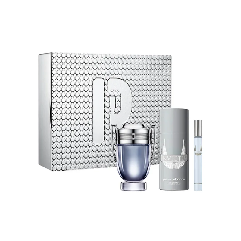 Paco Rabanne Invictus EDT 100 ML + Deo 150 ML + Travel Spray 10ml FD24 ...