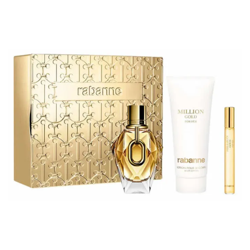 Set Perfume Lady Million Gold for Her EDP 90 ml + Mini 10 ml + Body Lo ...